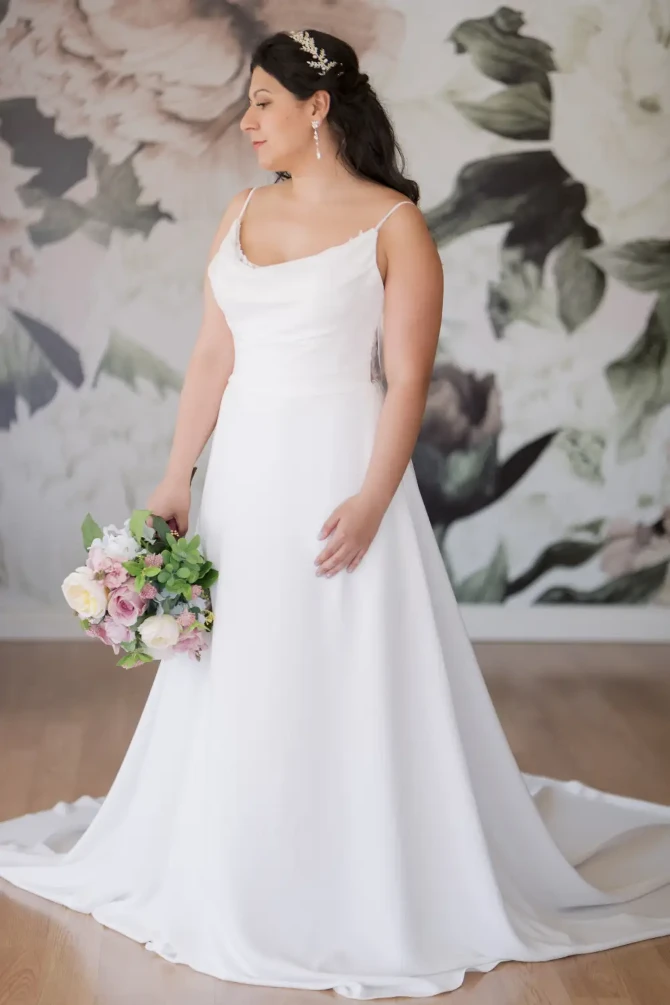 Simple A line Wedding Dress